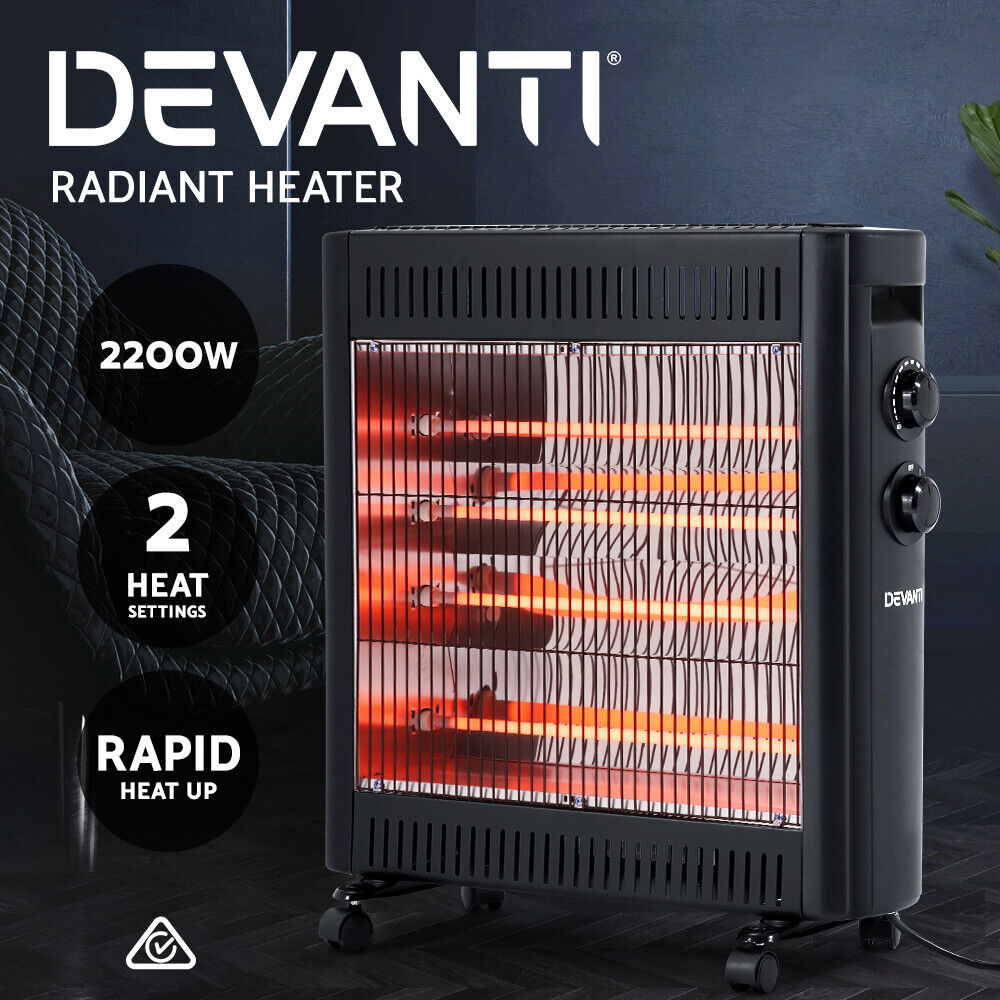 Devanti 2200W Infrared Radiant Heater Portable Electric Convection Pan ...
